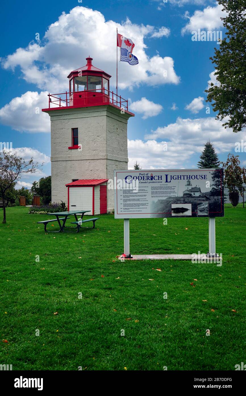 Lighthouse in One of Ontario's most beautiful towns, Goderich, Ontario ...