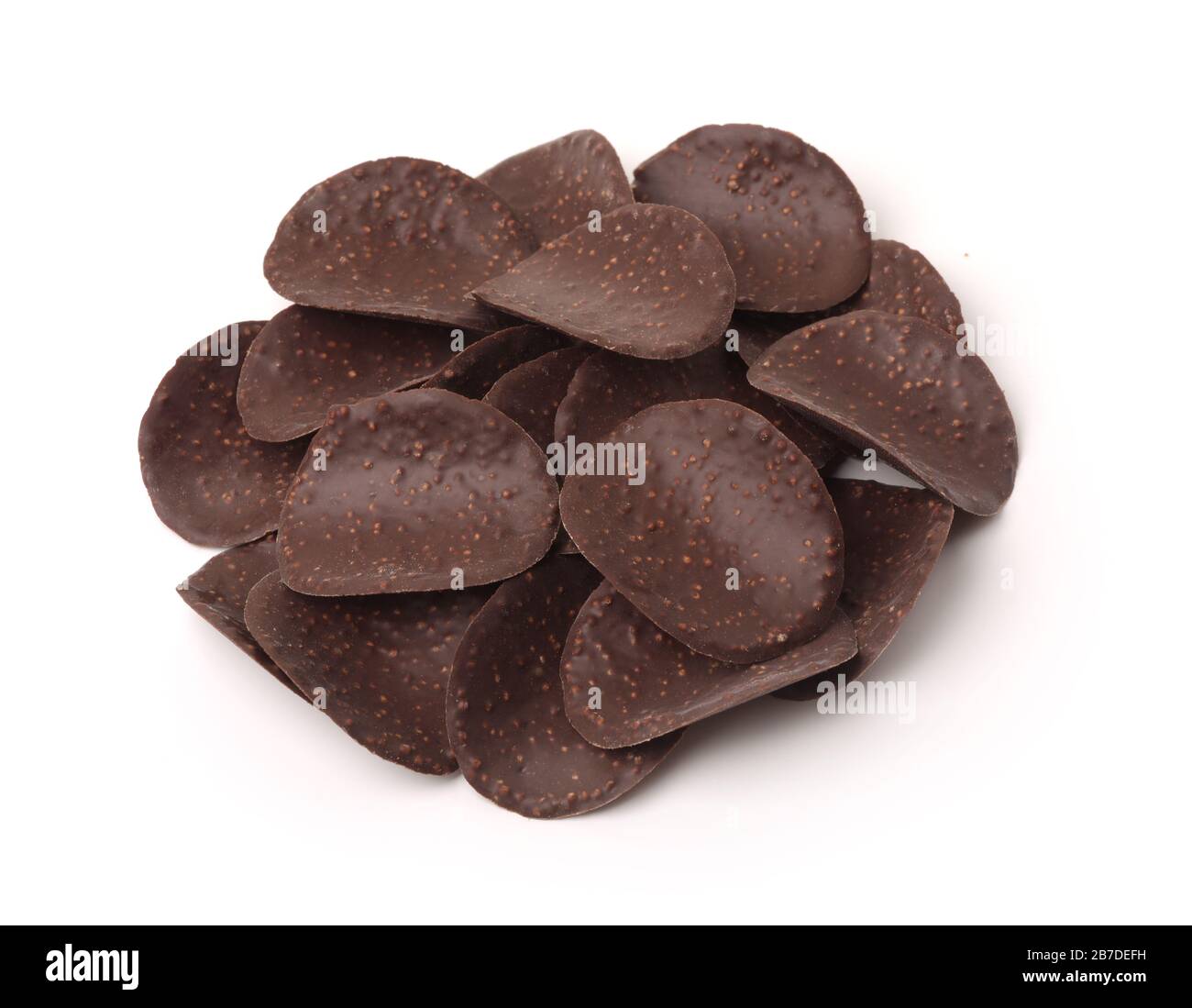 Pile of cripsy dark chocolate wave chips isolated on white Stock Photo ...