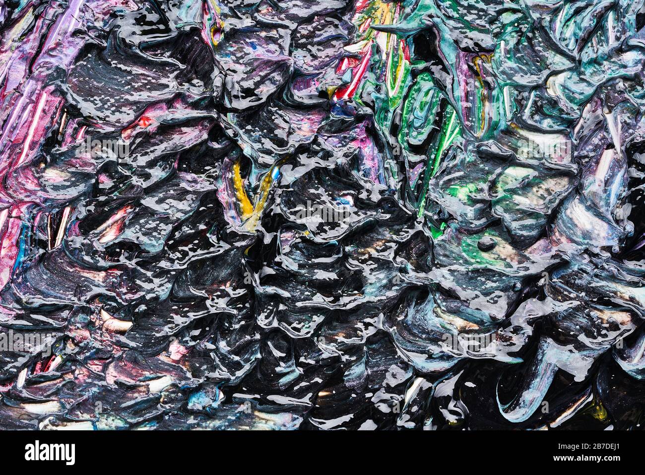 Texture and strokes of multi-color acrylic paint with sparkles on a ...