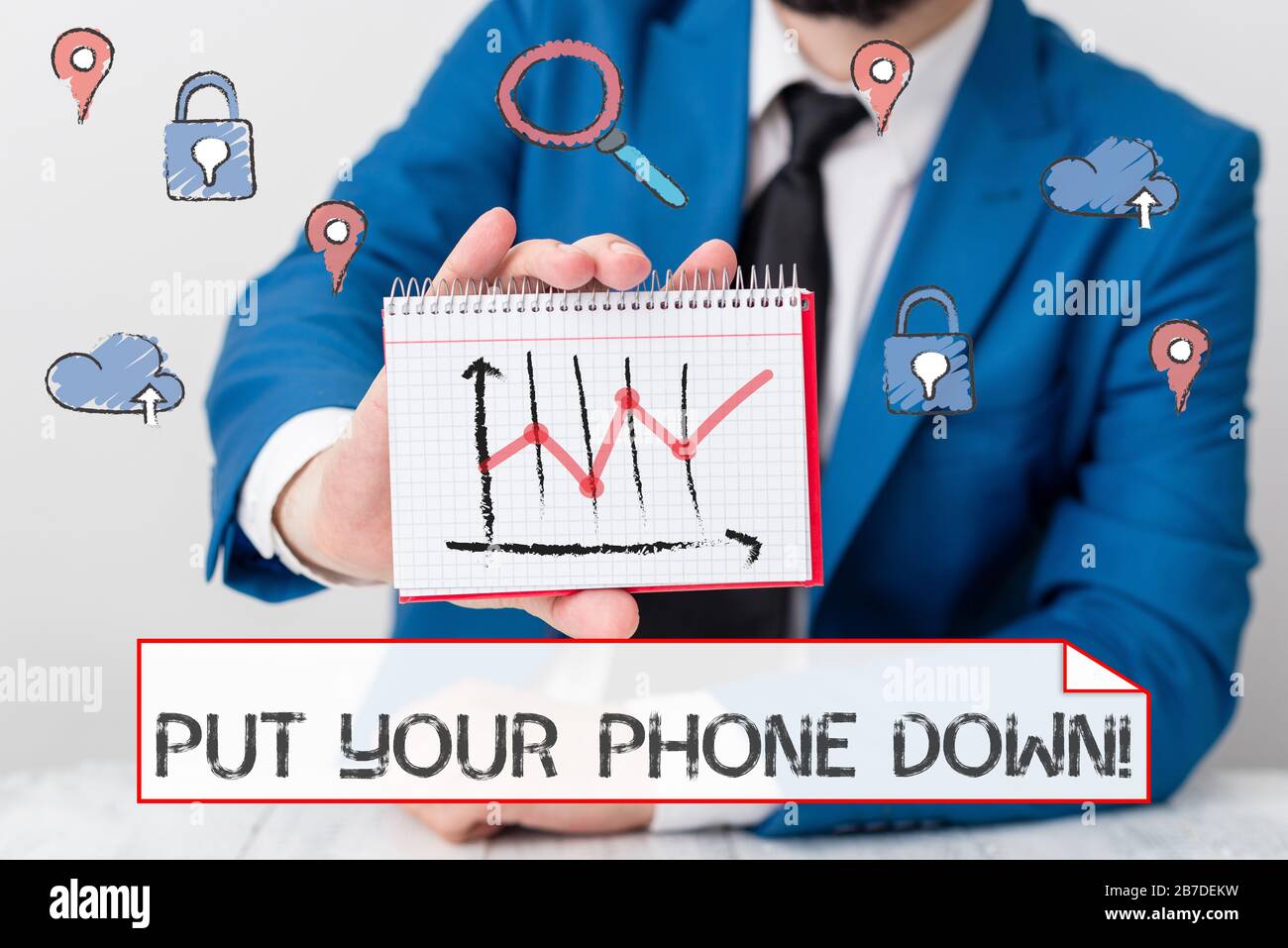 Writing note showing Put Your Phone Down. Business concept for end ...