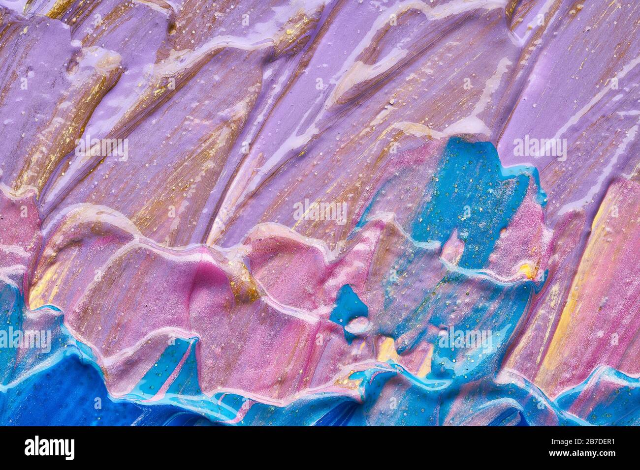 Texture and strokes of multi-color acrylic paint with sparkles on a ...