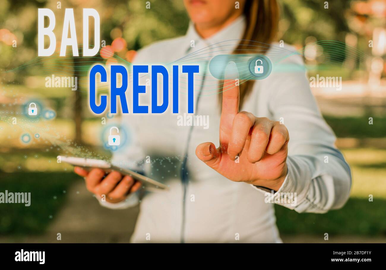 Word writing text Bad Credit. Business photo showcasing inability of a ...