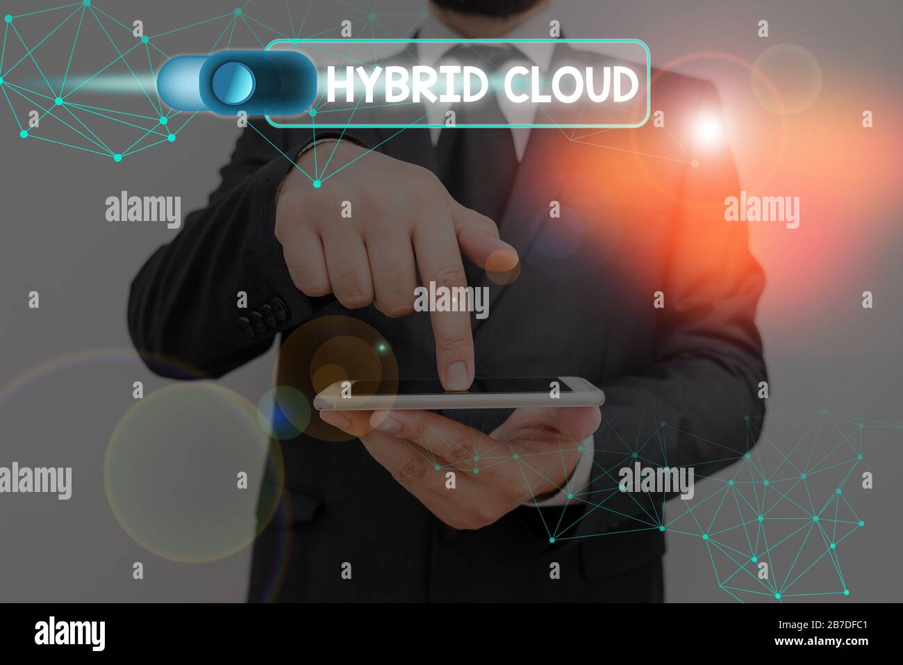 Writing Note Showing Hybrid Cloud Business Concept For Computing Environment That Combines