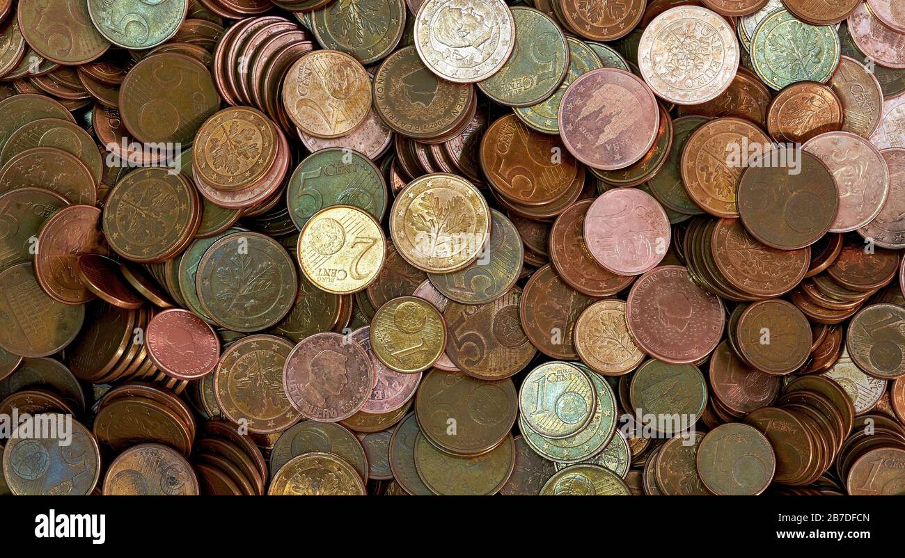 Vintage many euro coins hi-res stock photography and images - Alamy