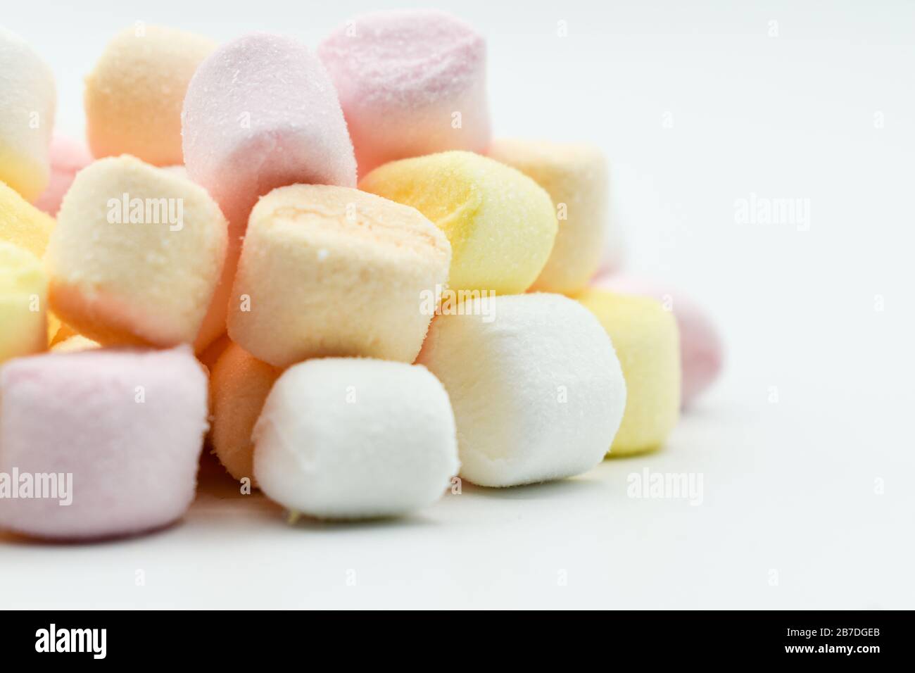 pastel colored marshmallows, isolated on white background Stock Photo ...