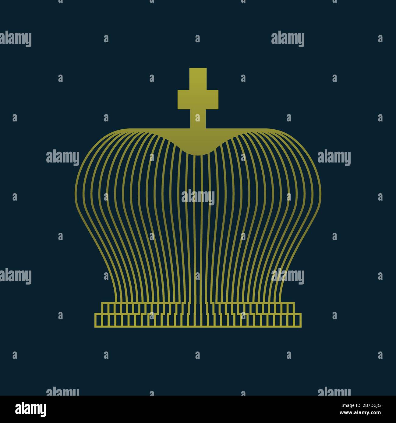 Golden crown with blend effect, cross at top, vector illustration ...