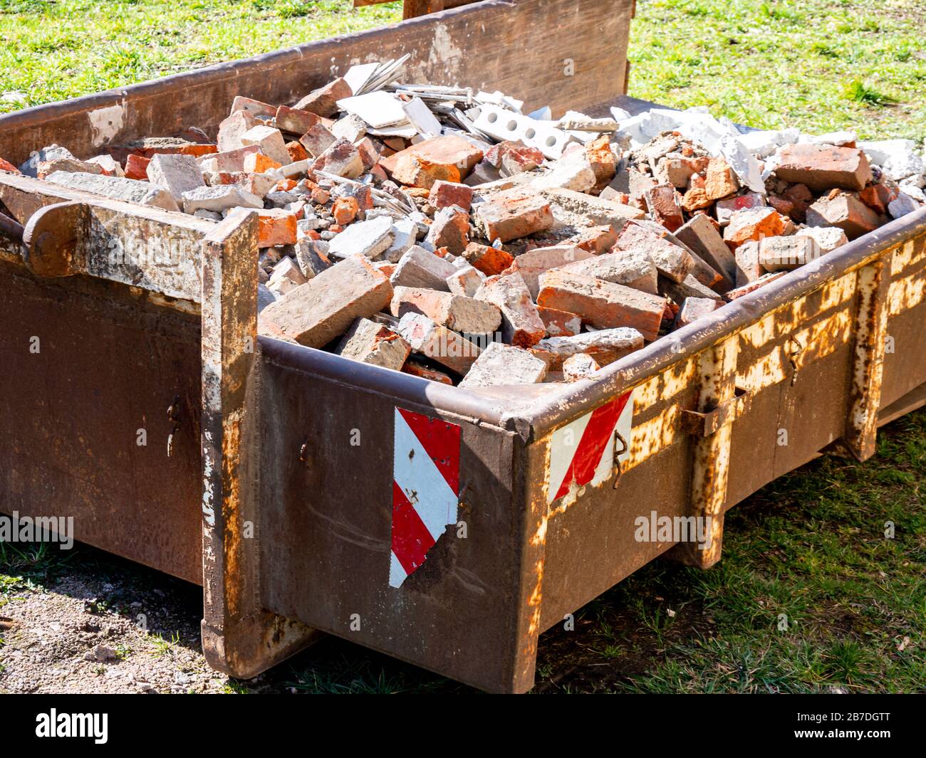 Containers of rubble bricks on a construction site Stock Photo - Alamy