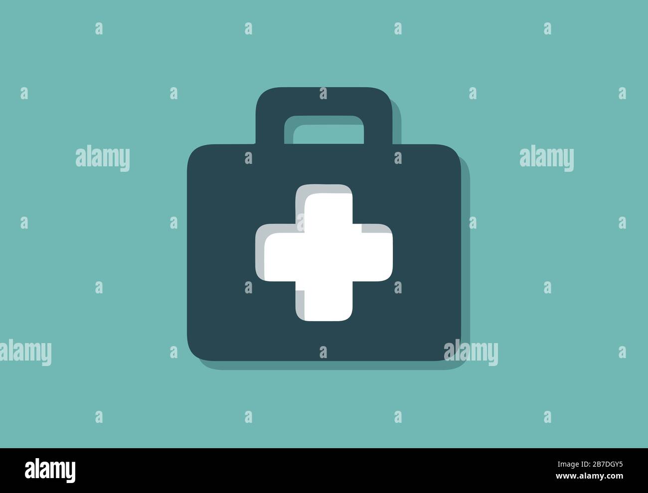 Medical case symbol with white cross, minimalistic vector illustration ...