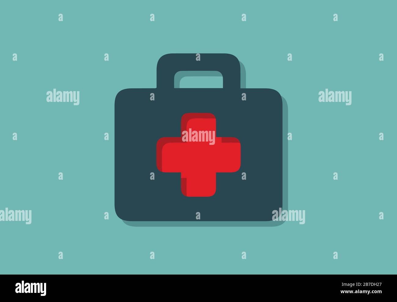 Medical case symbol with cross, minimalistic vector illustration symbol ...