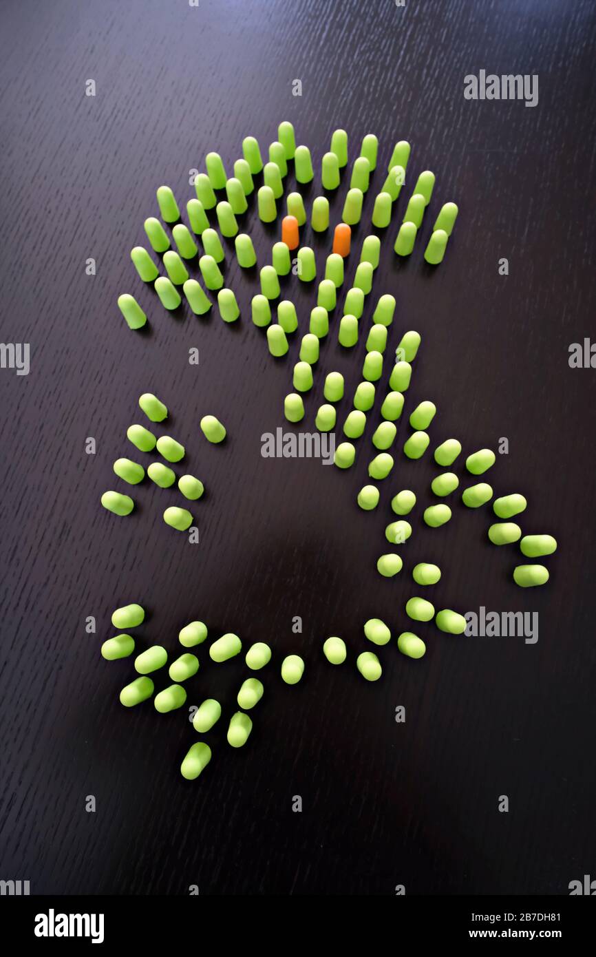 composition of small colored objects that represents Italy with areas ...