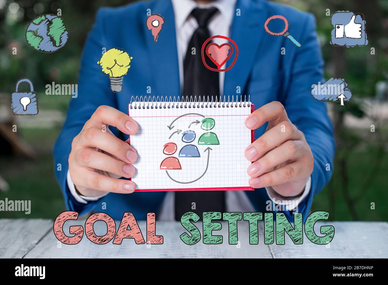 Writing note showing Goal Setting. Business concept for process of ...