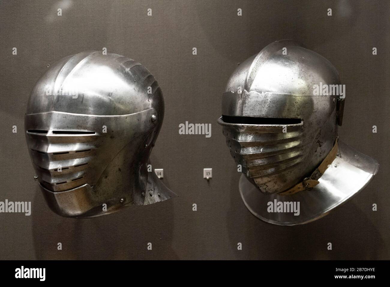 Medieval armor iron helmet detail close up Stock Photo - Alamy