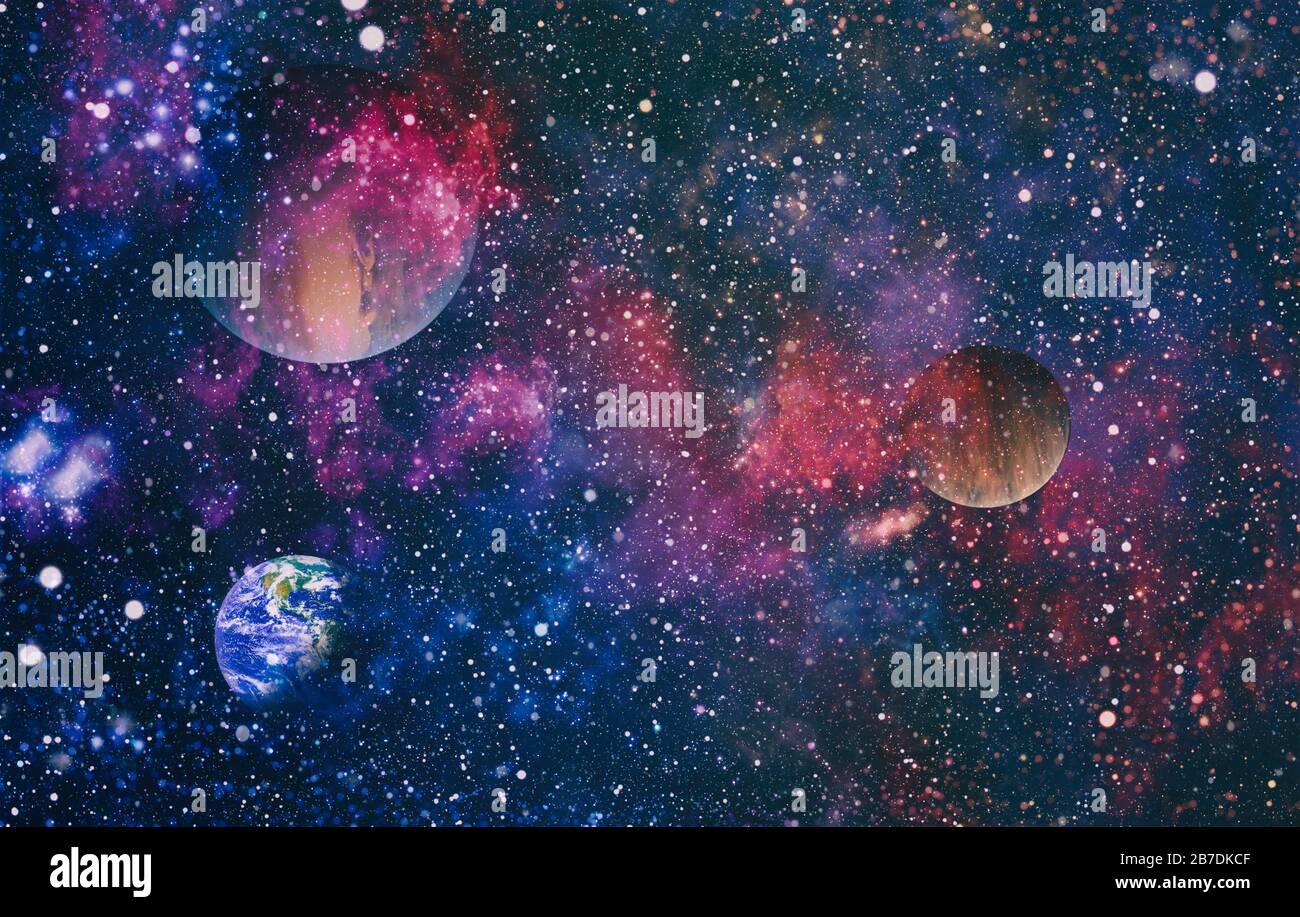 space of the galaxy ,atmosphere with stars at dark background. Elements ...