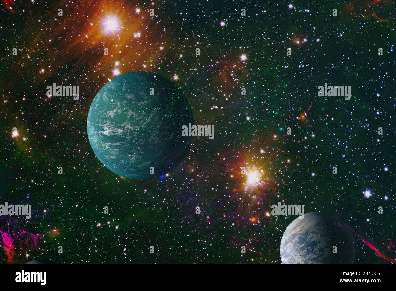 Abstract astronomical galaxy. Stars, dust and gas nebula in a far ...