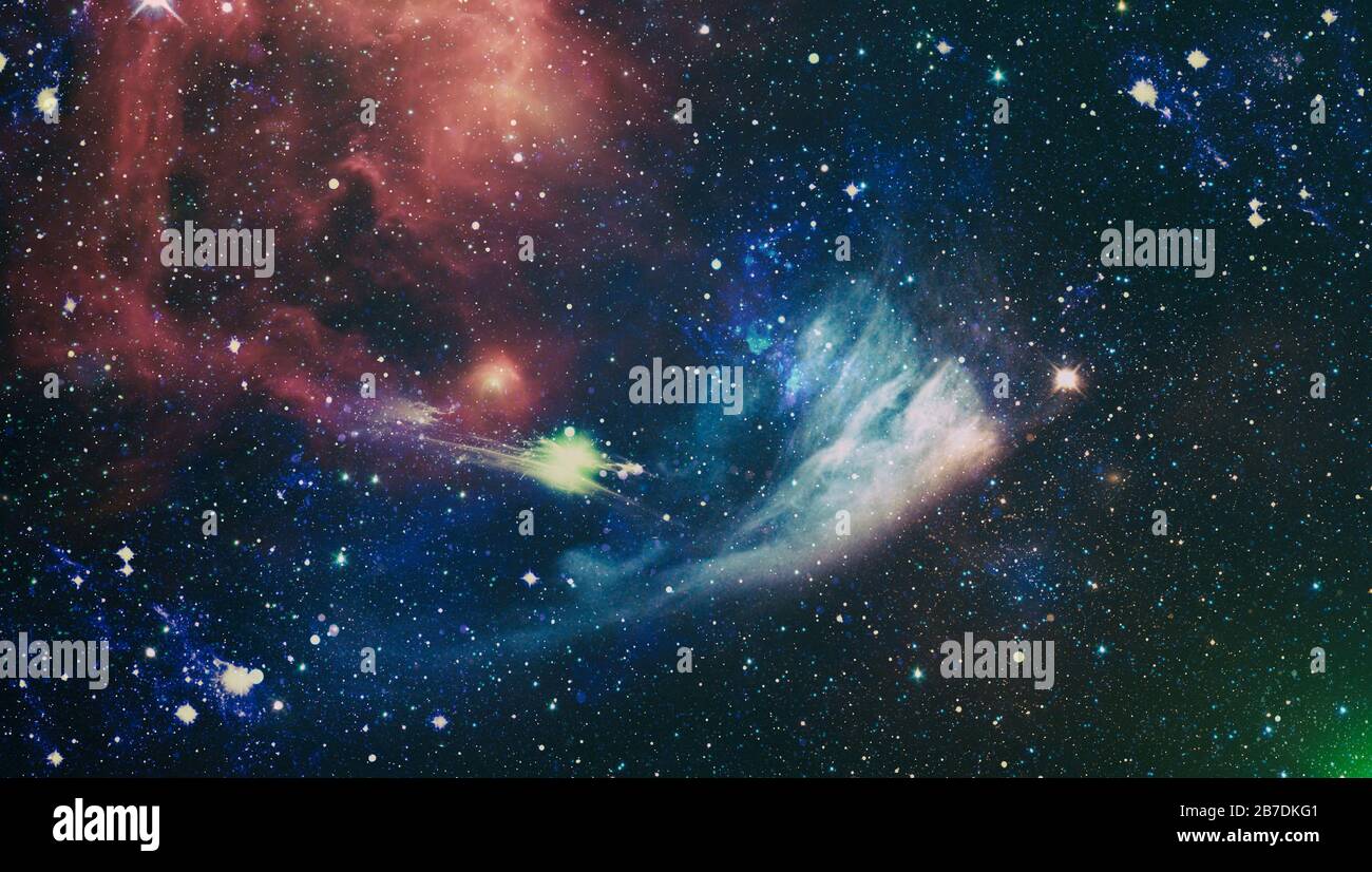 Abstract astronomical galaxy. Stars, dust and gas nebula in a far ...