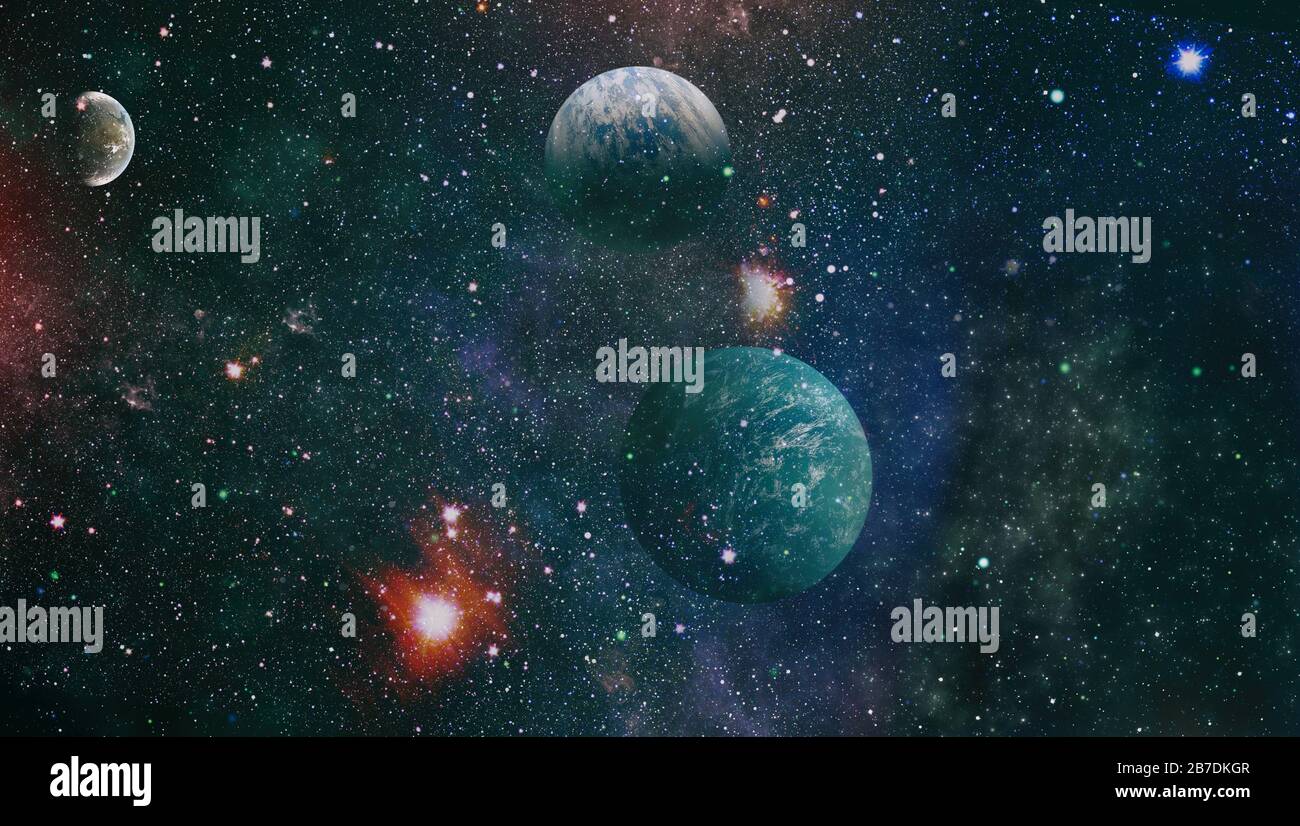 Abstract astronomical galaxy. Stars, dust and gas nebula in a far ...