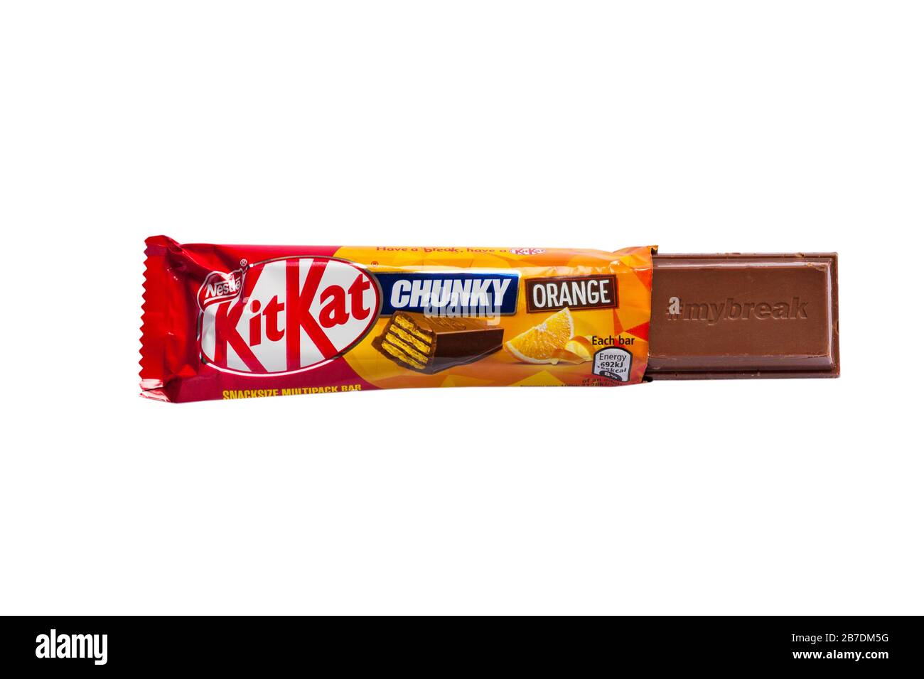 Nestle KitKat chunky orange chocolate bar isolated on white background ...