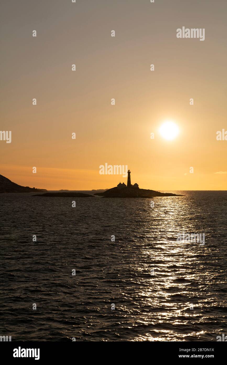 Landegode Lighthouse at sunset, Bodo, Norway Stock Photo - Alamy