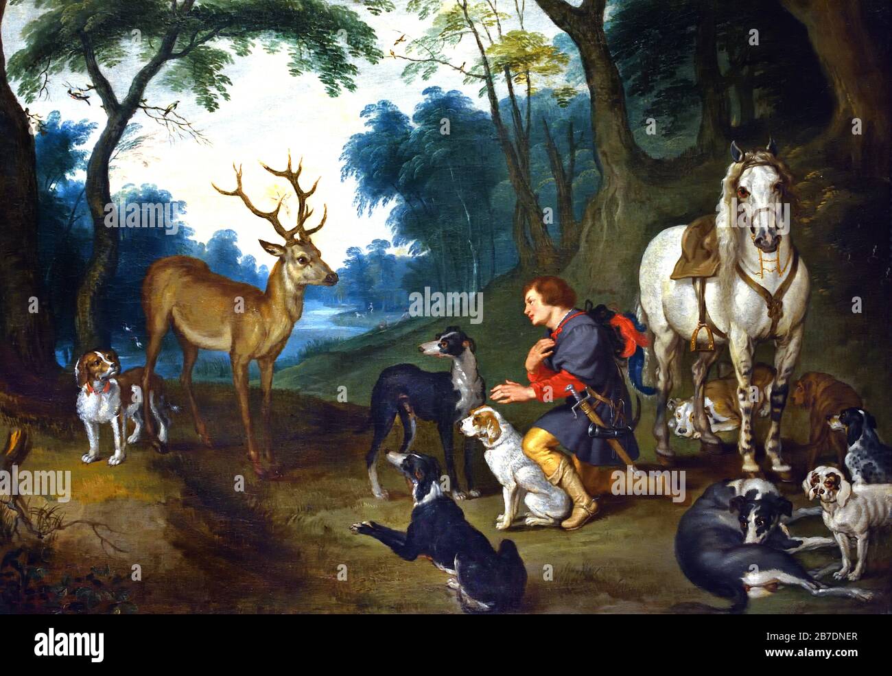 The vision of Saint Hubertus 1630 by Jan Brueghel the Younger 1601-1678 ...