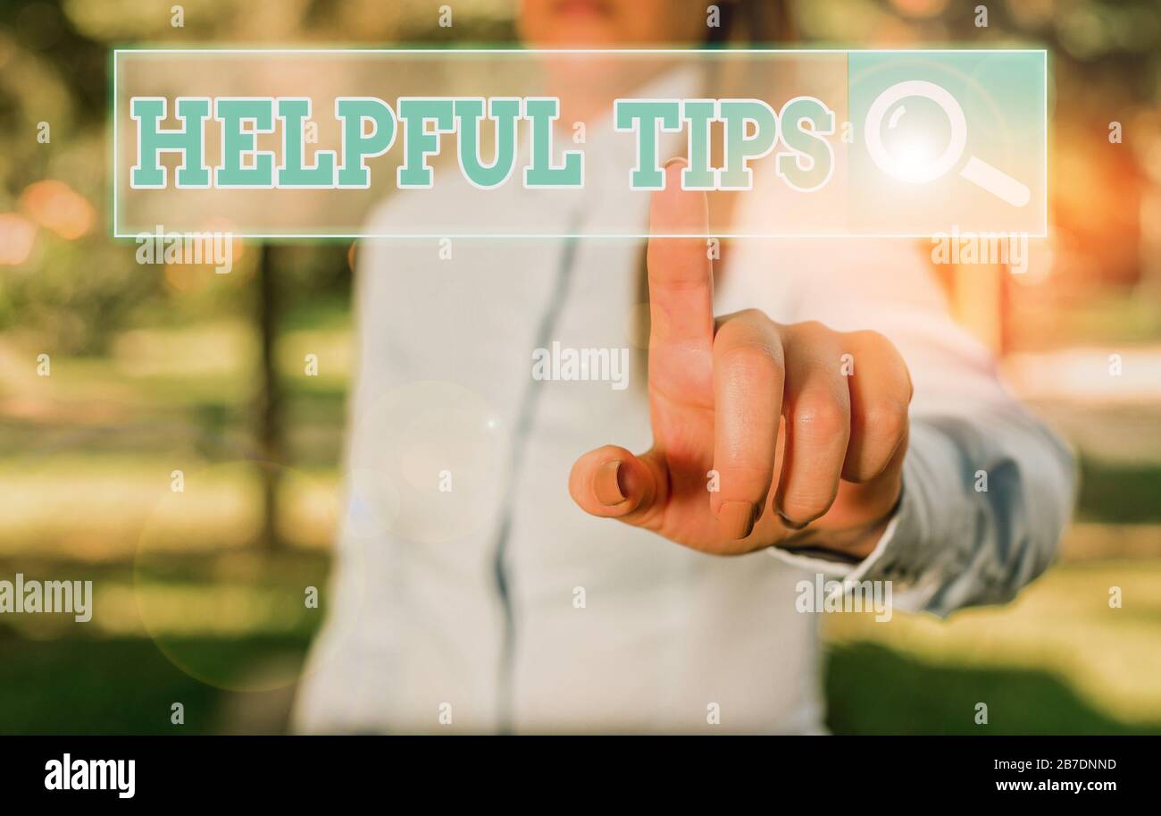 Text sign showing Helpful Tips. Business photo showcasing advices given ...