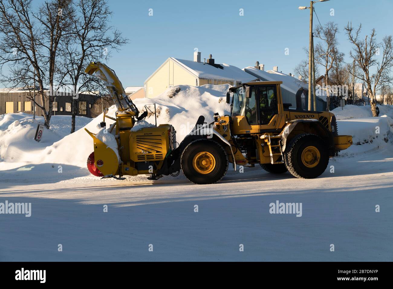 Clearing snow after a heavy snowfall, Tromso, Norway Stock Photo - Alamy