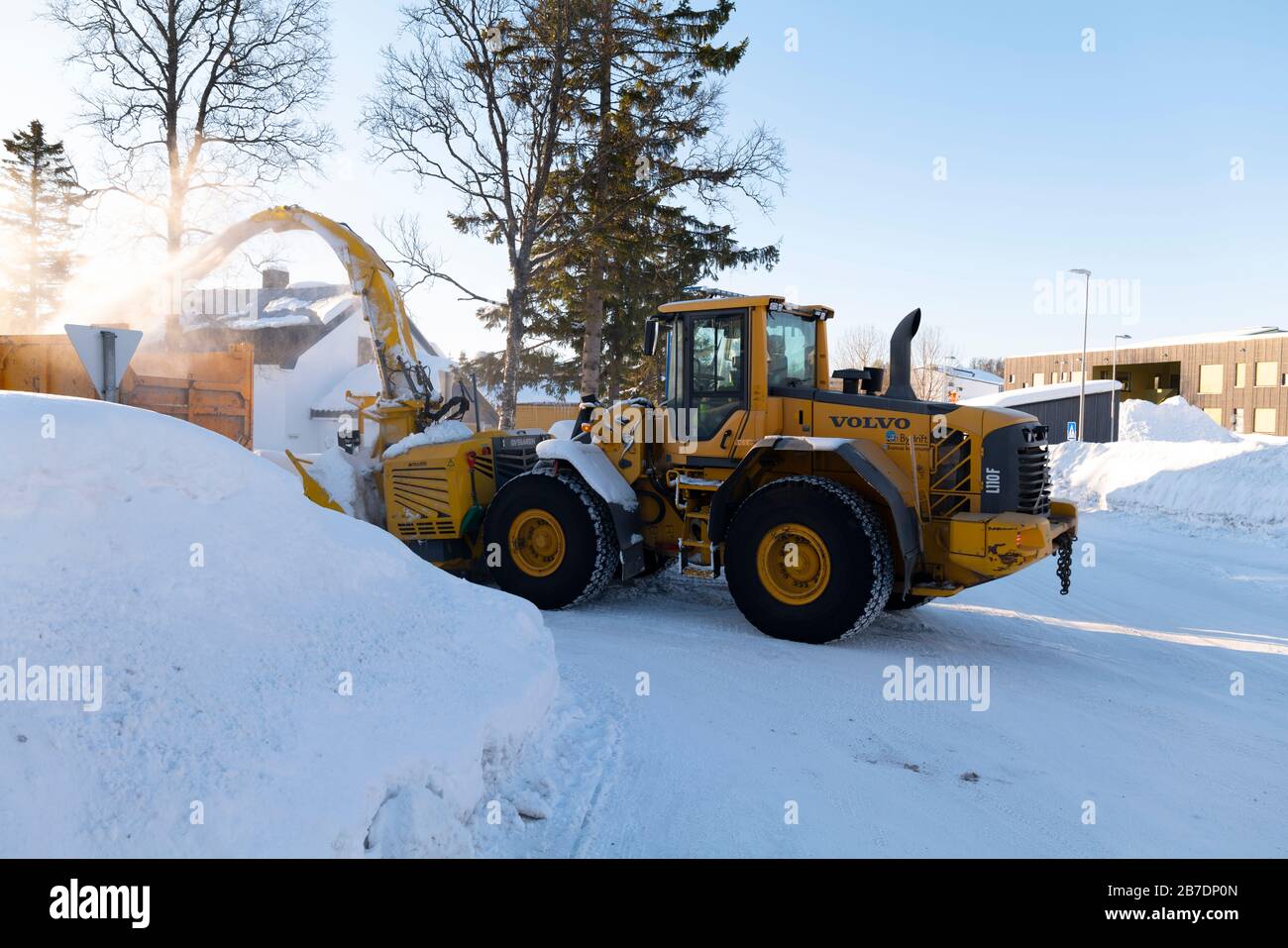 Clearing snow after a heavy snowfall, Tromso, Norway Stock Photo - Alamy