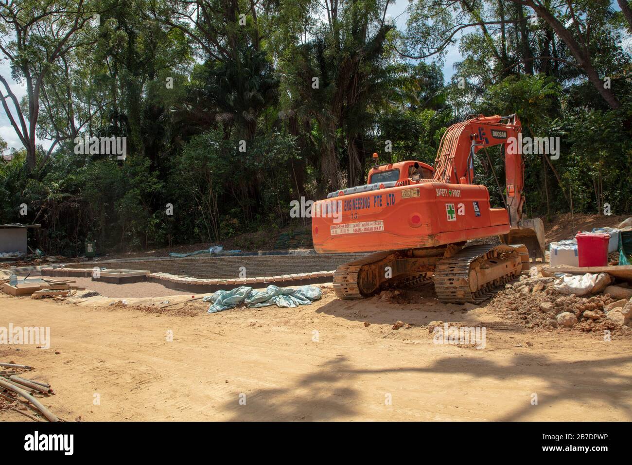Landscaping and landscape machinery seen in Singapore Botanic Gardens ...