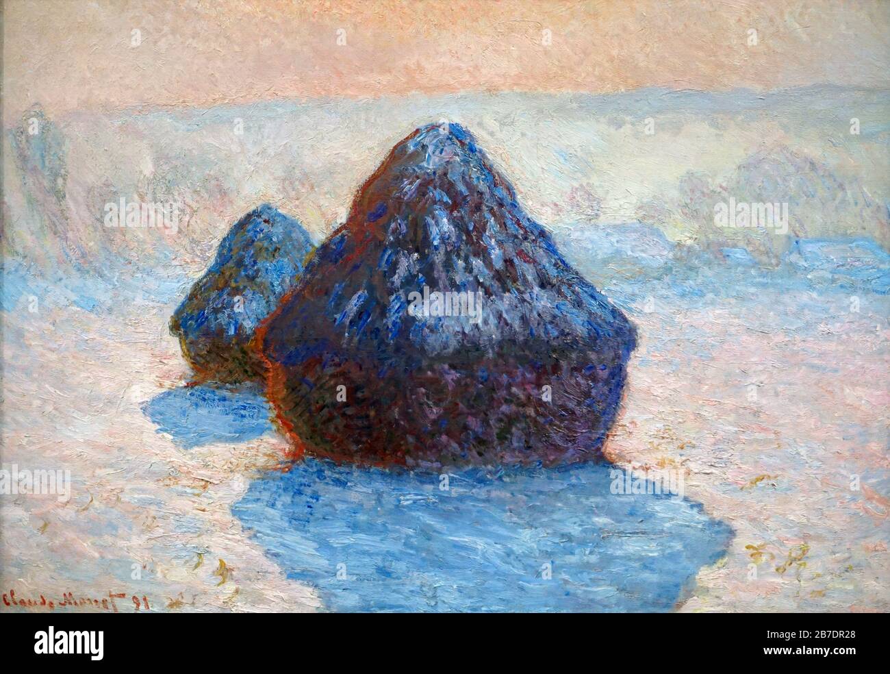 Haystacks;Snow Effect (1891) by Claude Monet.(1840-1926) Oscar-Claude ...