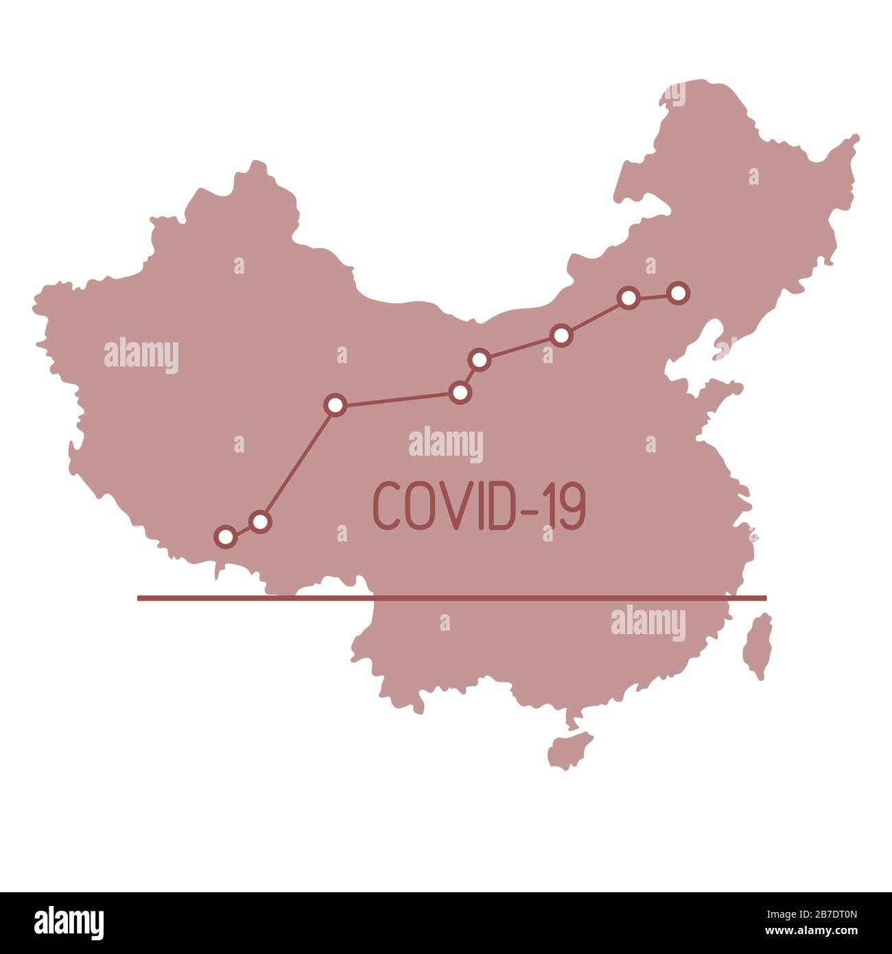 Vector illustration Map of China Growth rate of sick people Covid-19 ...