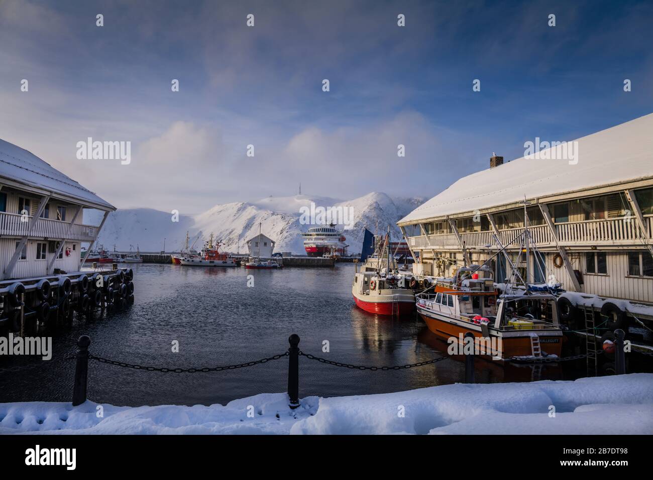 Hurtigruten cruise ship docked in Honningsvag, Norway Stock Photo - Alamy