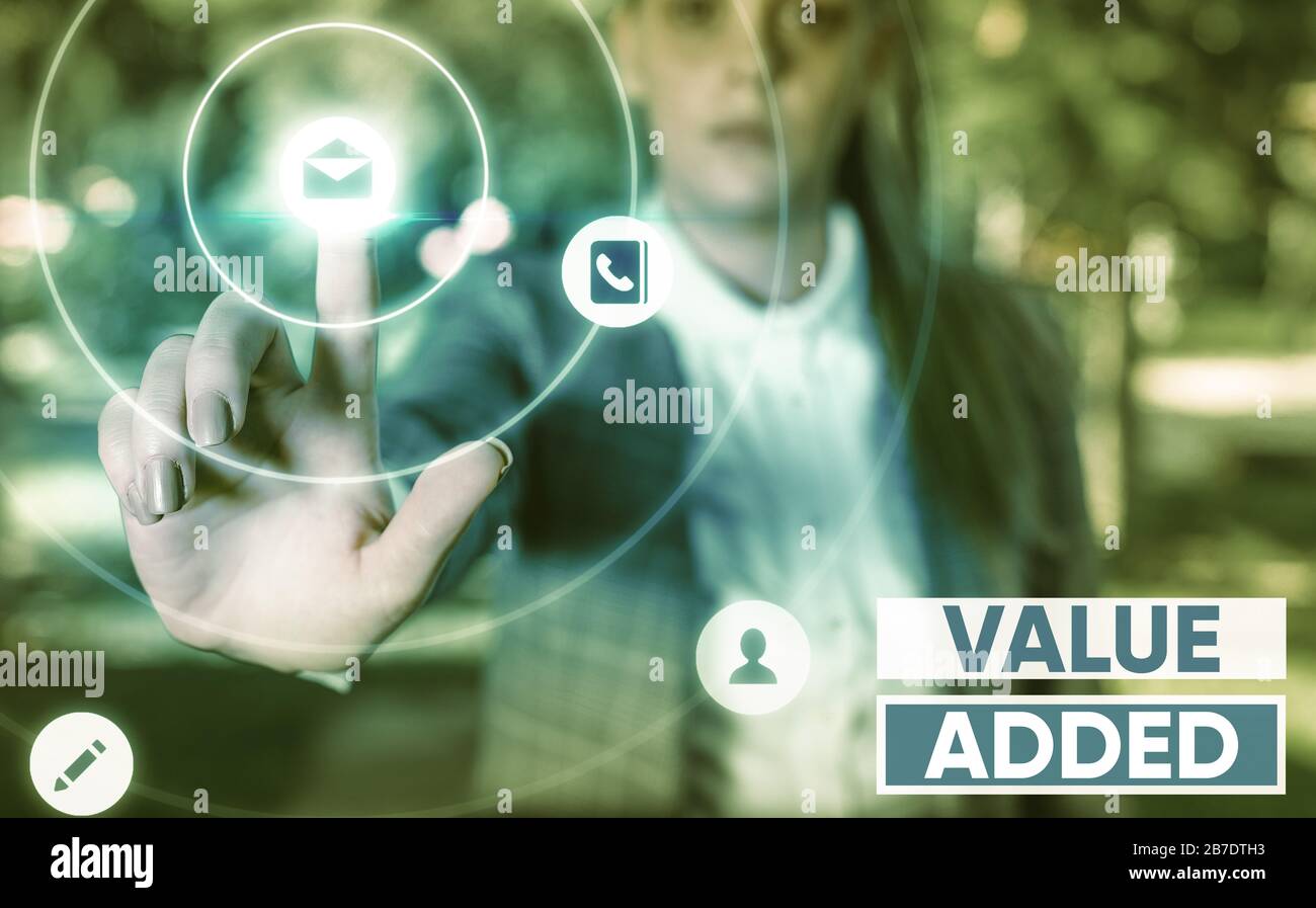 Writing note showing Value Added. Business concept for the extra value ...
