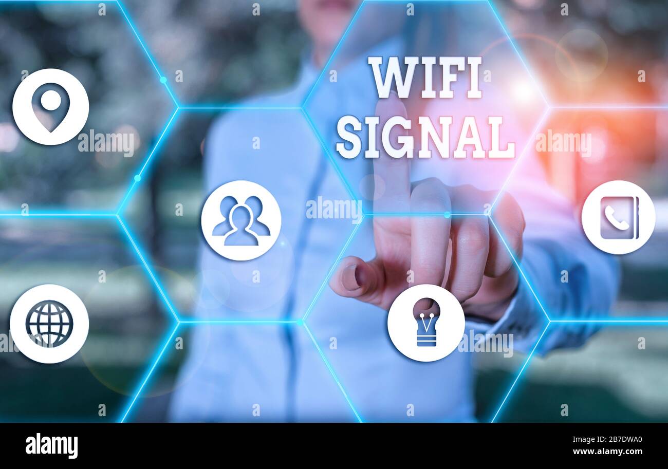 Conceptual hand writing showing Wifi Signal. Concept meaning provide ...