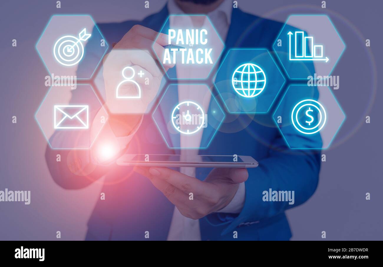 Writing note showing Panic Attack. Business concept for sudden periods ...