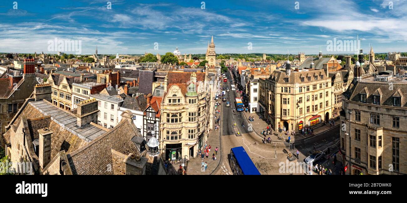 Aerial Oblique view of the centre of Oxford City in Oxfordshire ...
