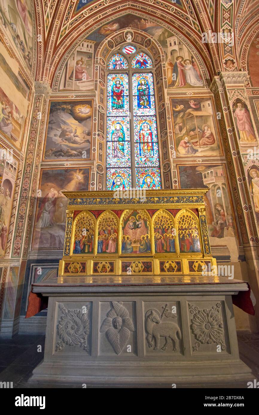 FLORENCE ITALY INTERIOR SANTA CROCE CHURCH THE FRANCISCAN BASILICA BARONCELLI CHAPEL FRESCOES BY ...