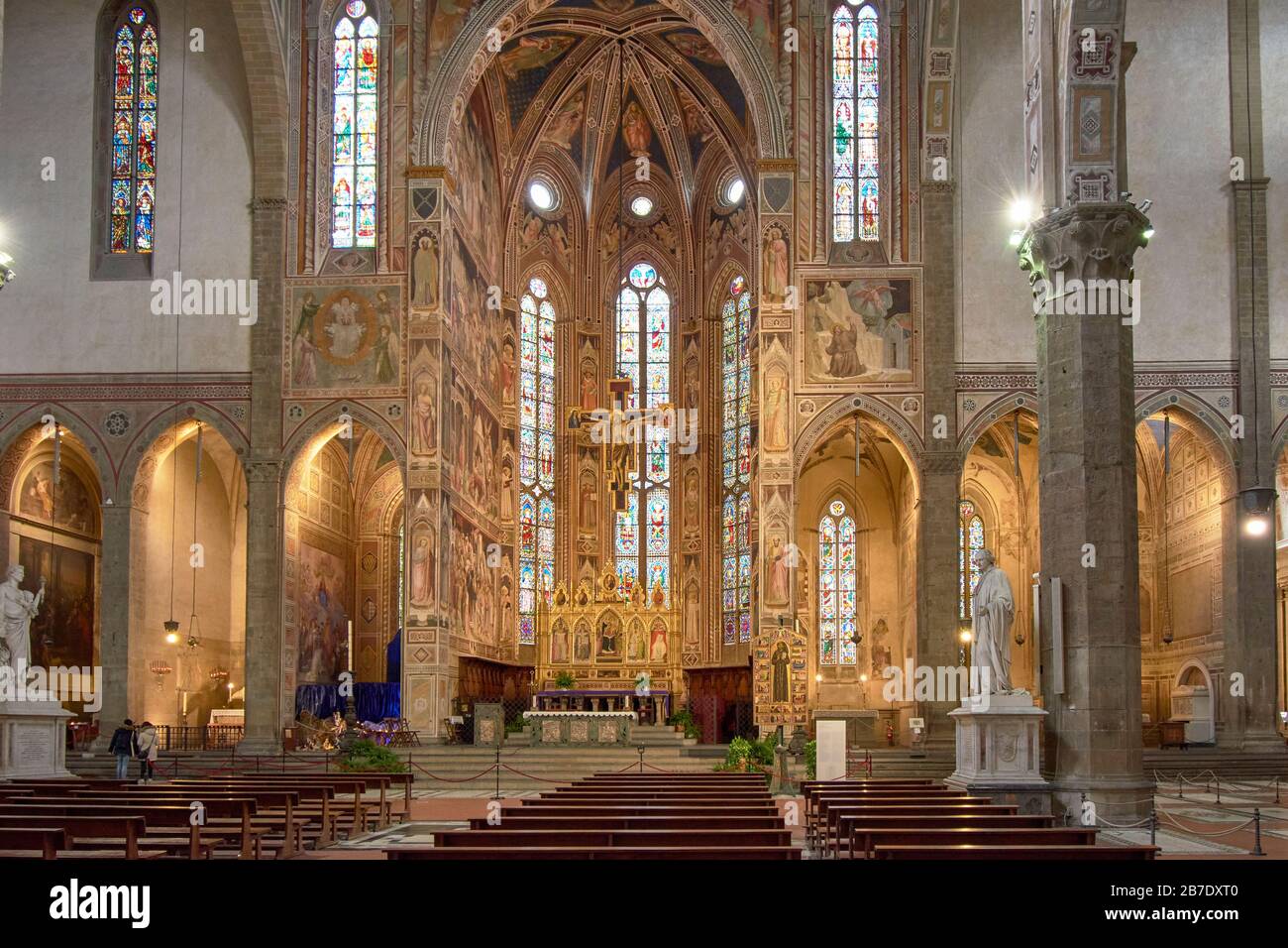 FLORENCE ITALY INTERIOR SANTA CROCE CHURCH THE FRANCISCAN BASILICA VIEW ...