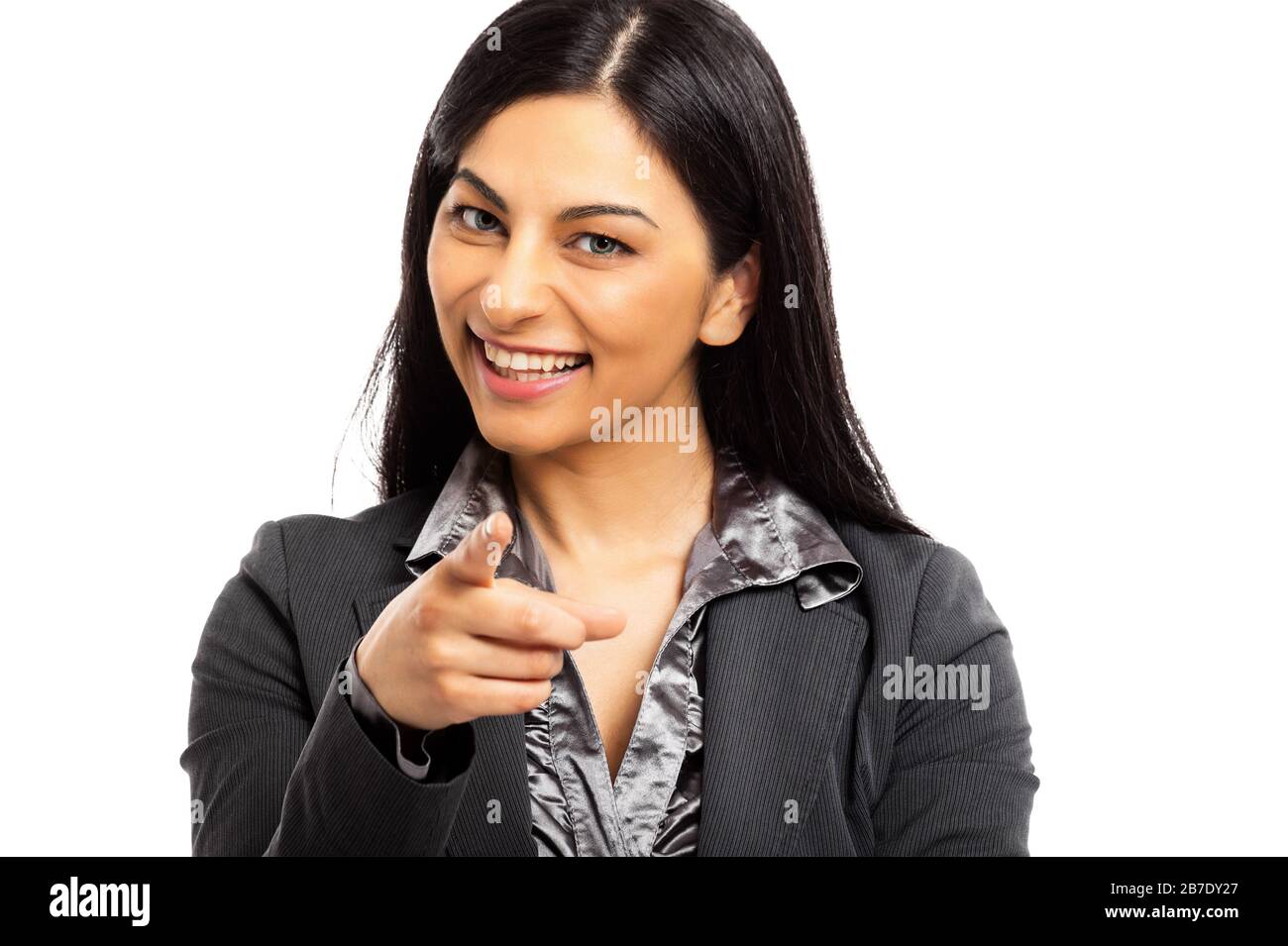 Pretty woman finger point hi-res stock photography and images - Alamy