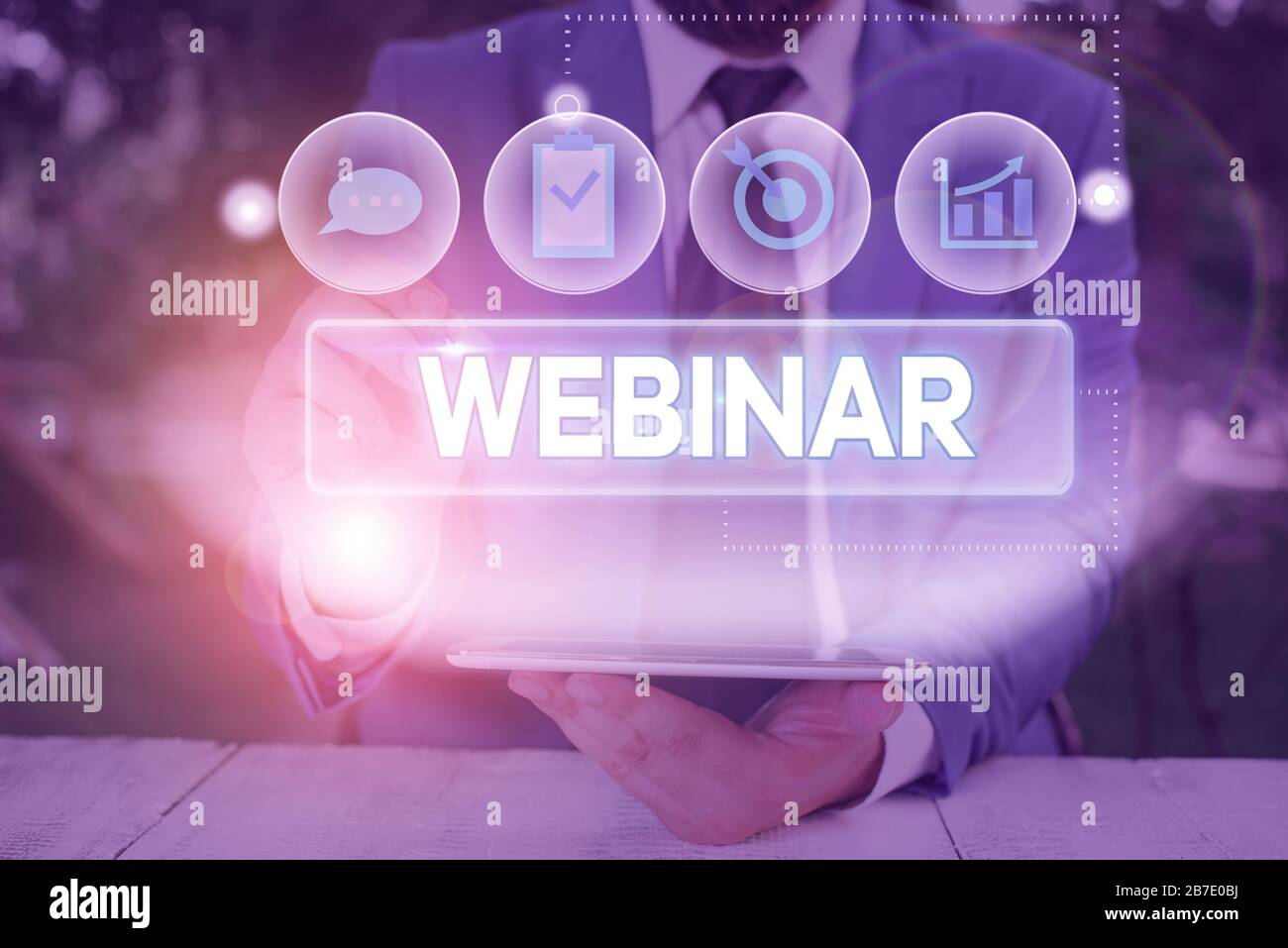 Word writing text Webinar. Business photo showcasing seminar or other ...