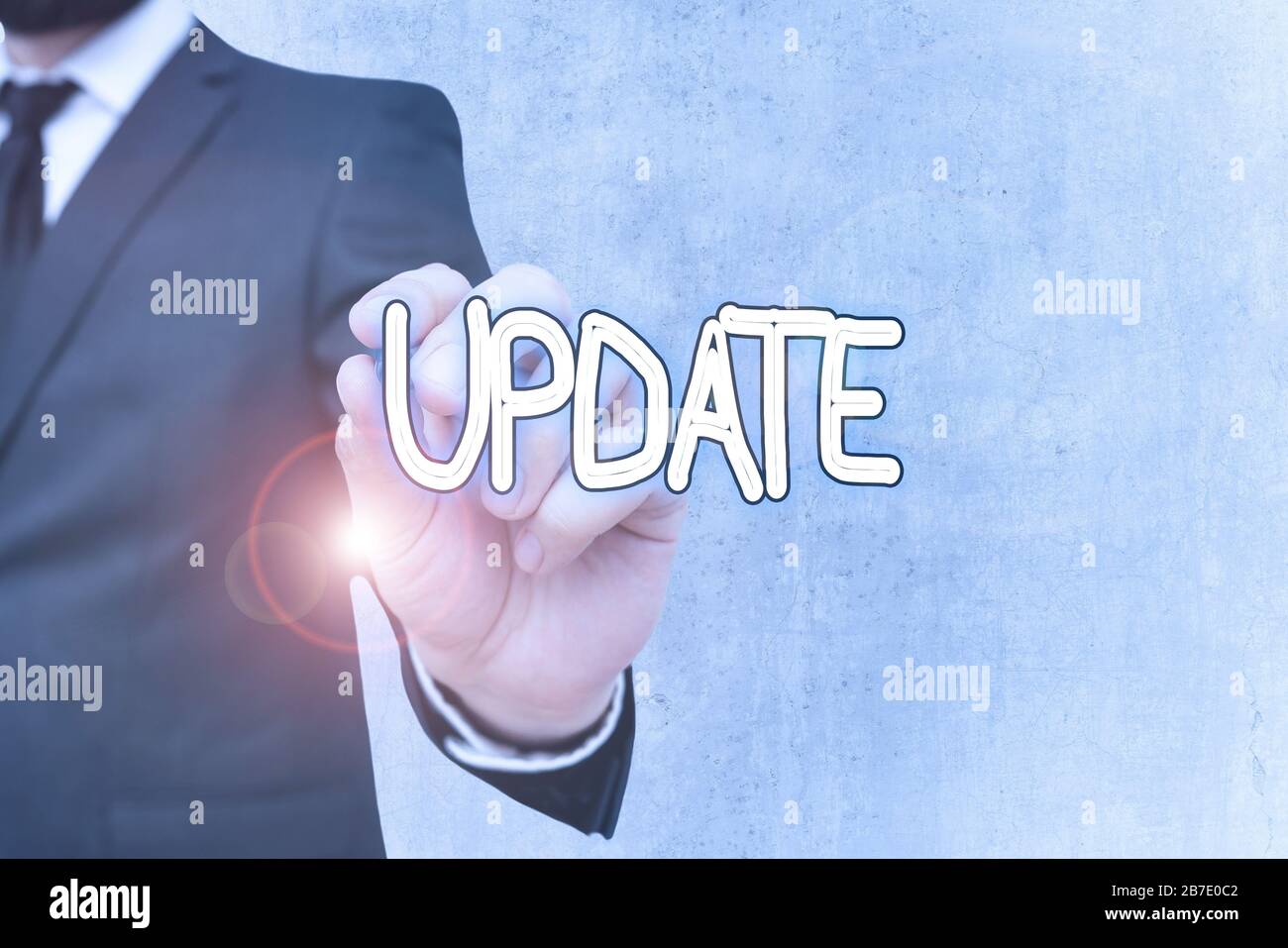 Writing note showing Update. Business concept for make something more modern or up to date like ...