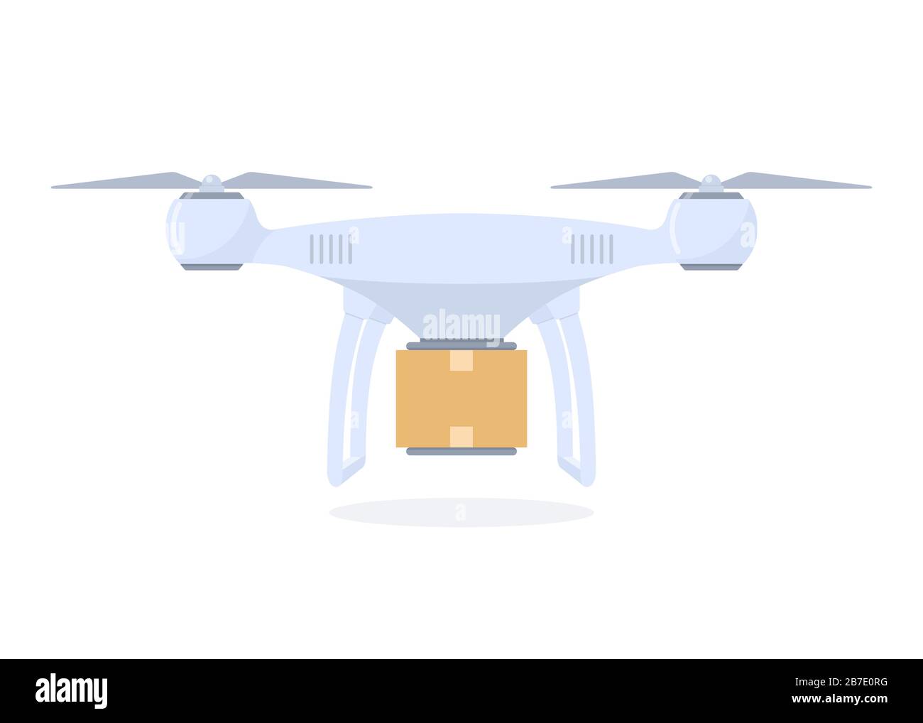 Drone delivery concept illustration. Delivery quadrocopter with package ...