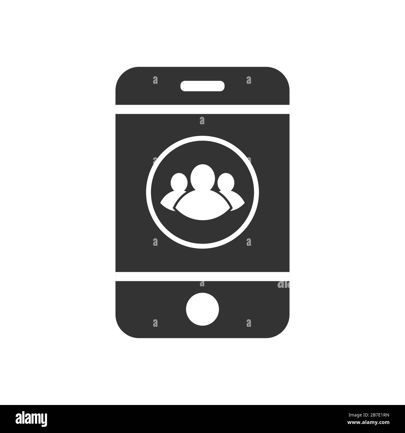 Smartphone with an icon of a group of people. Simple flat design for ...