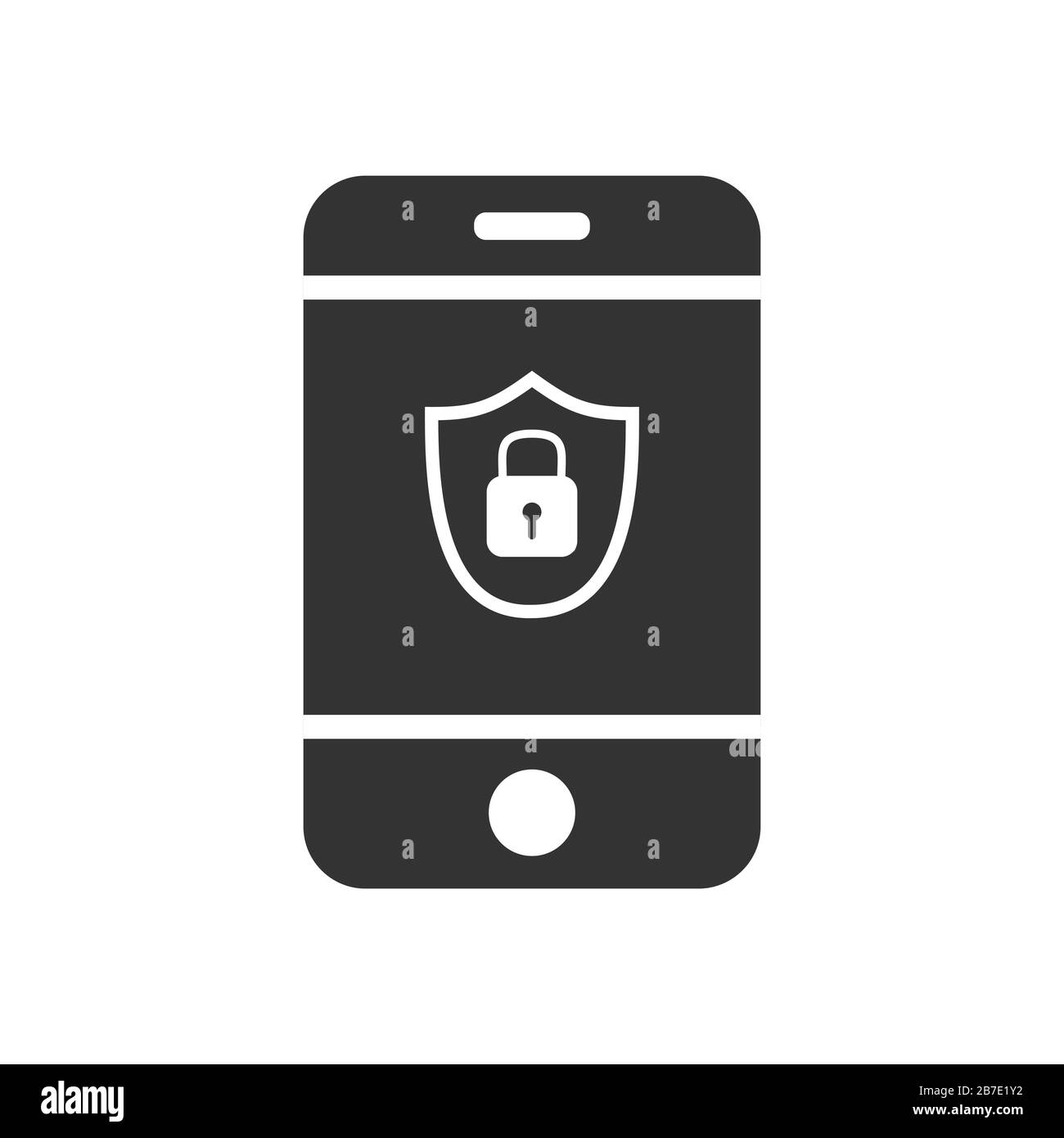 Smartphone with shield and lock icon. Simple flat design for website ...