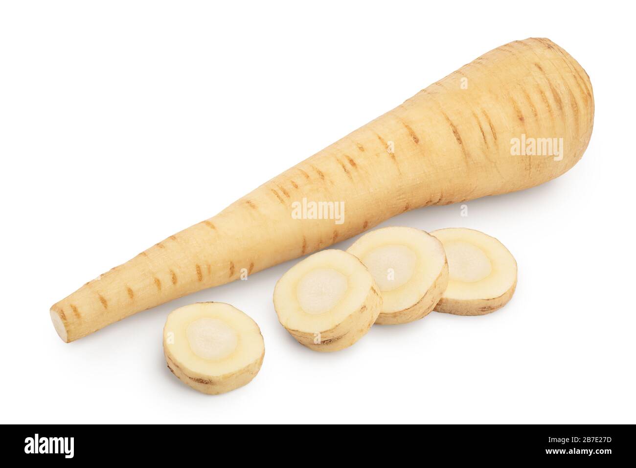 Parsnip root and slices isolated on white background with clipping path ...