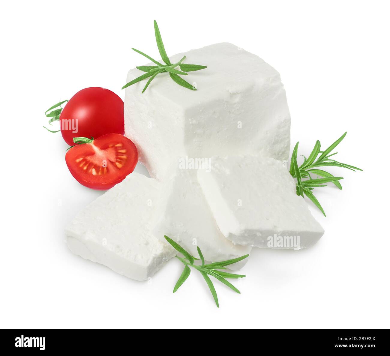 Feta cheese isolated on white background. With clipping path and full ...