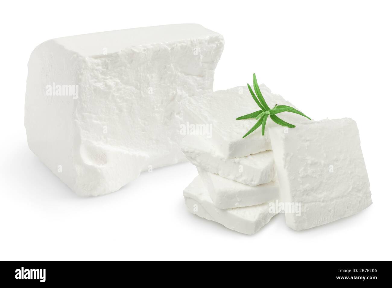 Feta cheese isolated on white background. With clipping path and full ...