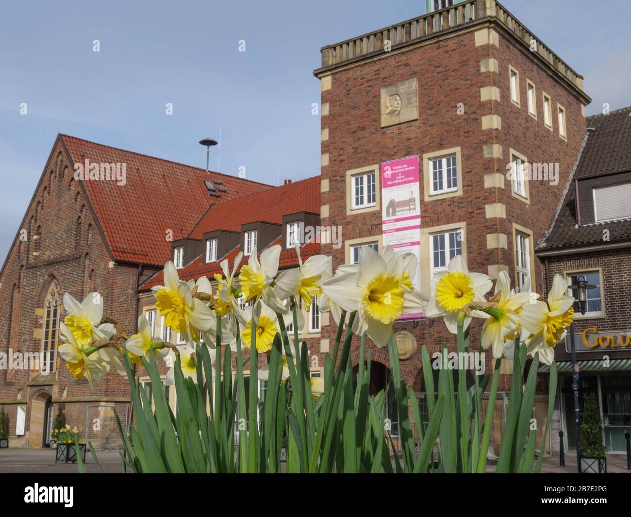 town hall and church Stock Photo - Alamy