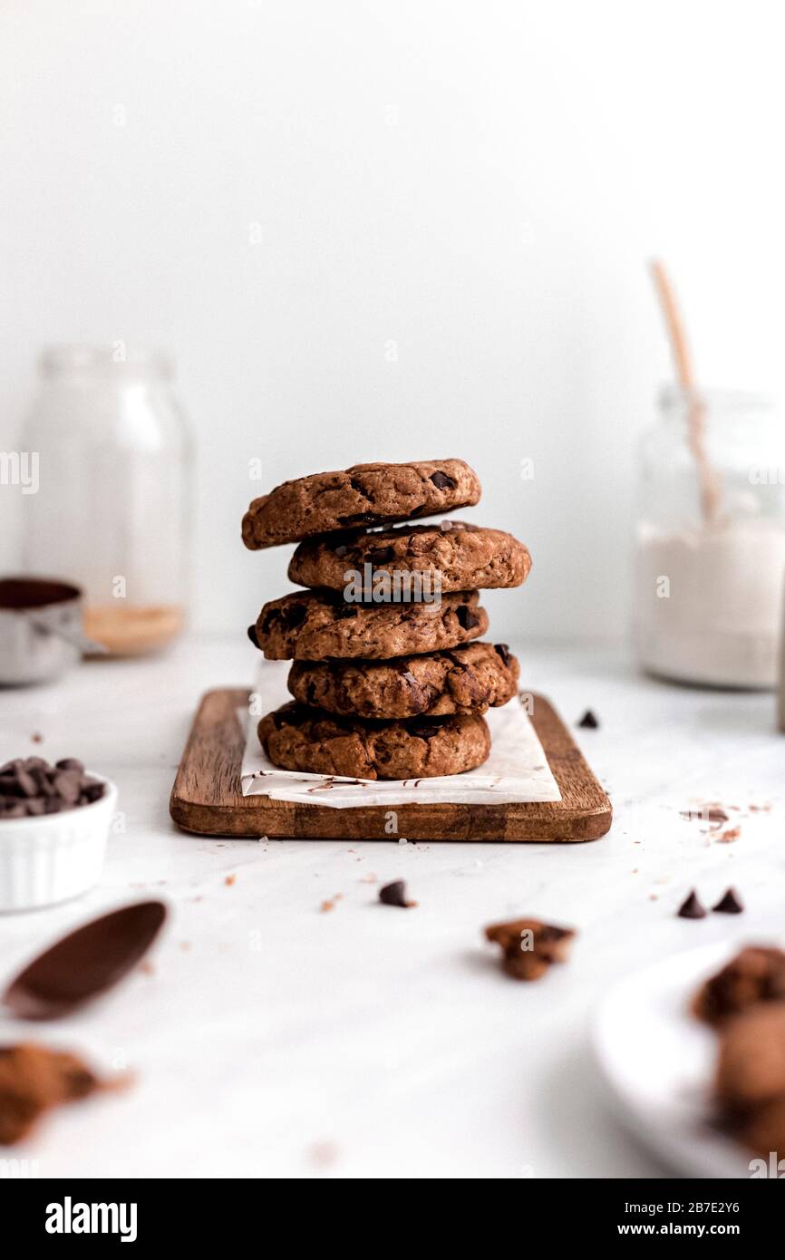 Chocolate Cookie Stack Stock Photo - Alamy