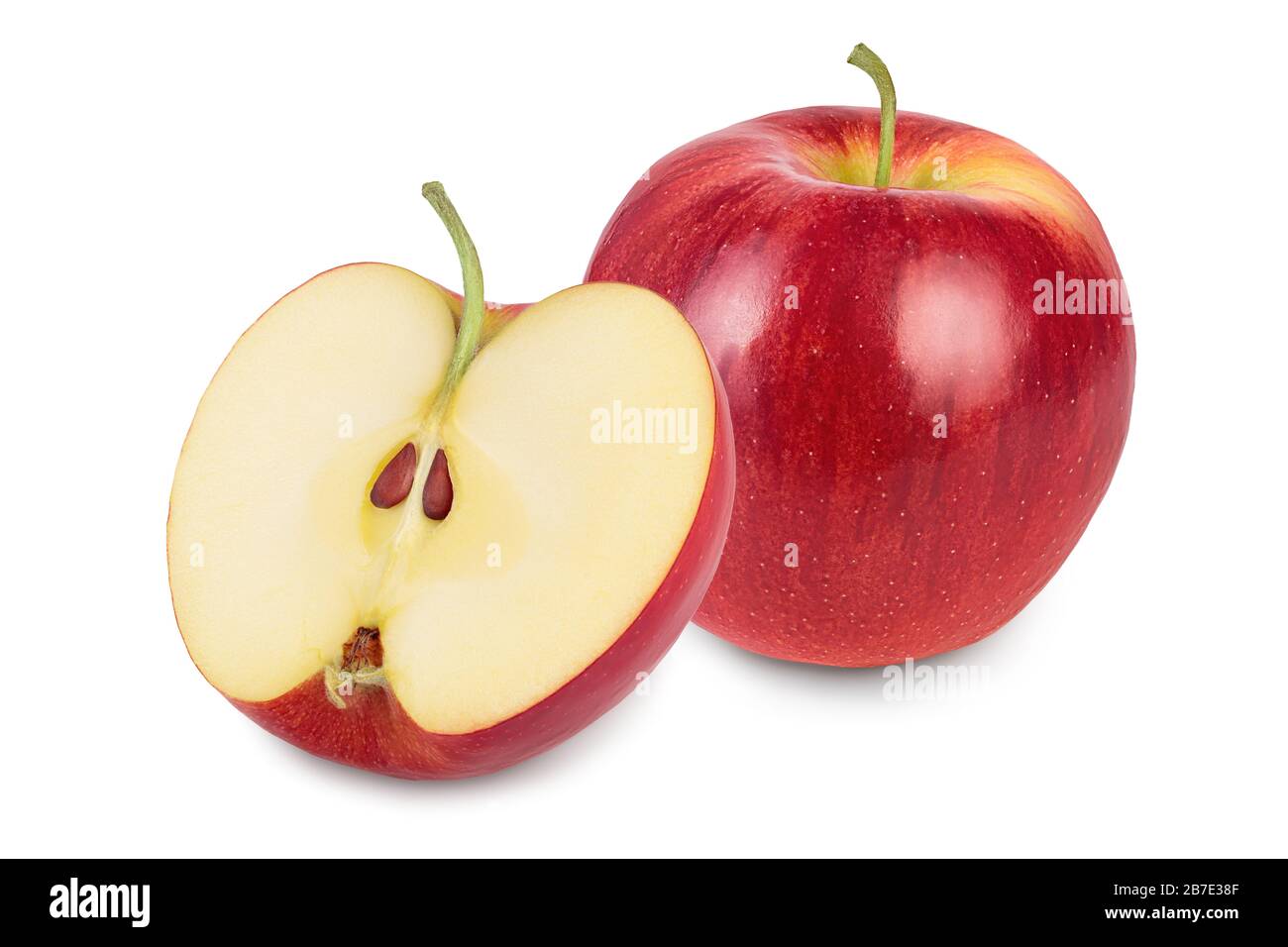 Red apple with half isolated on white background with clipping path and ...