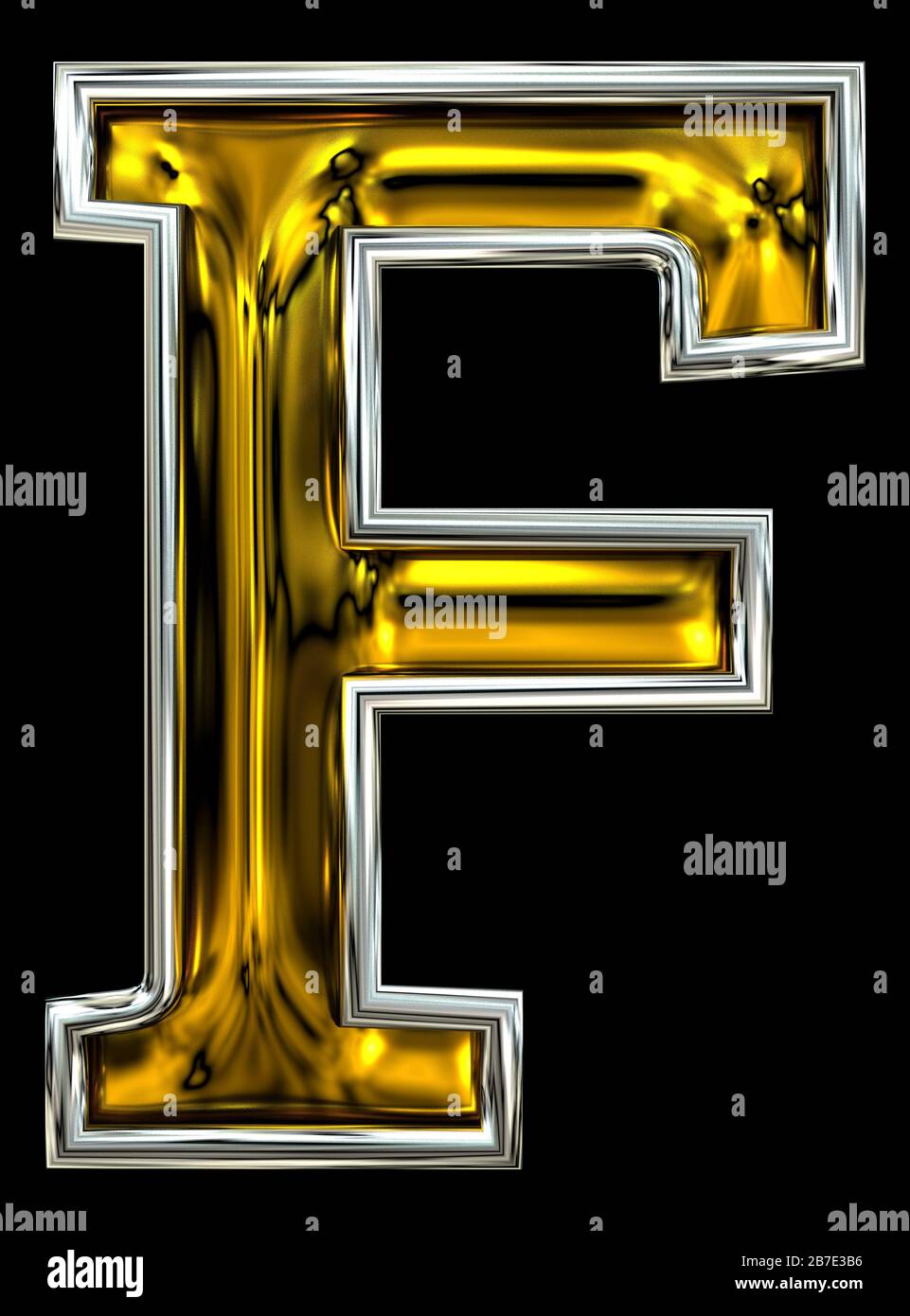 3D rendering. Uppercase Letter F. Recent high resolution ABC render ...
