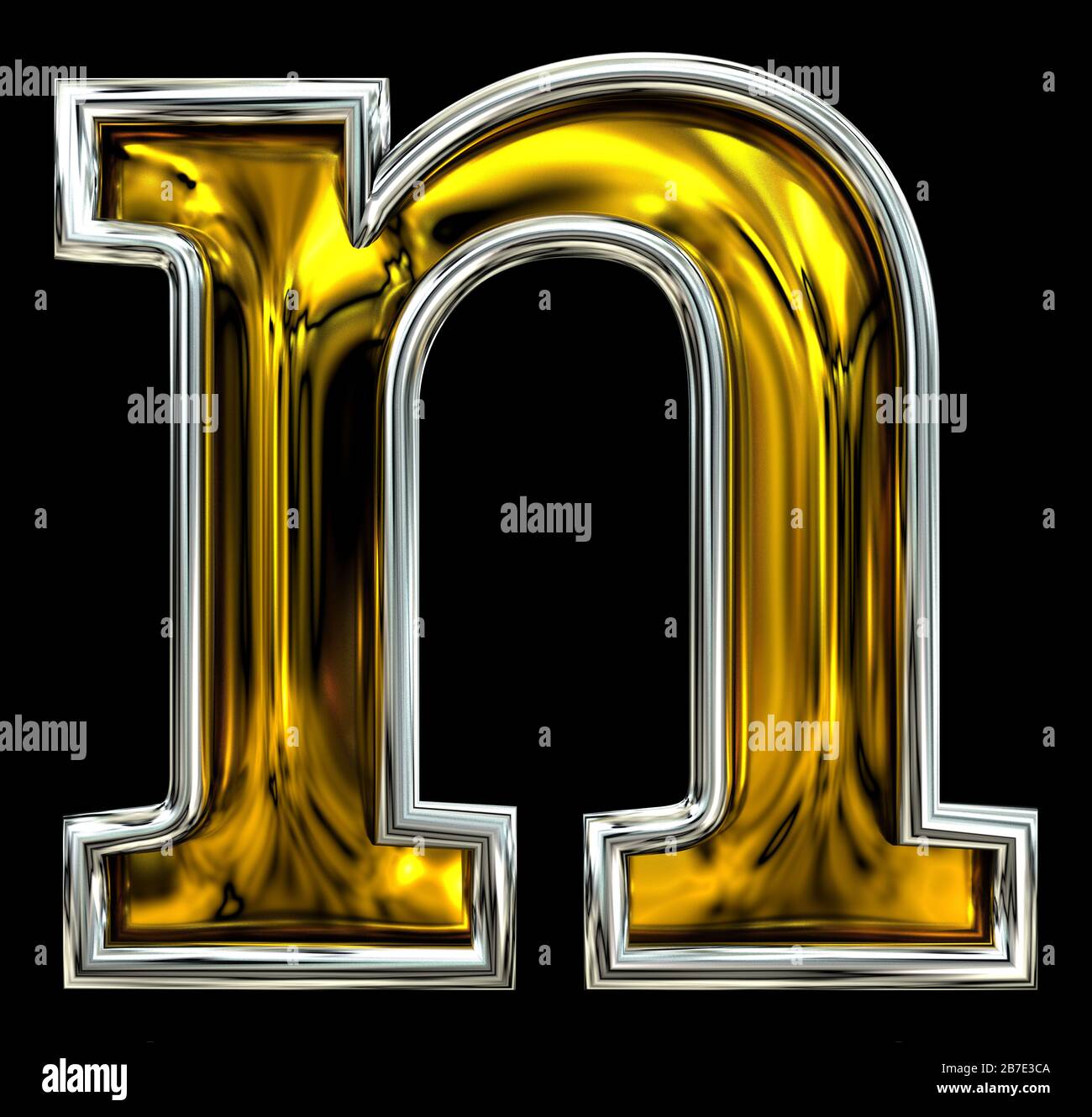 3D rendering. Lowercase Letter n. Recent Door number style font. Clear ...